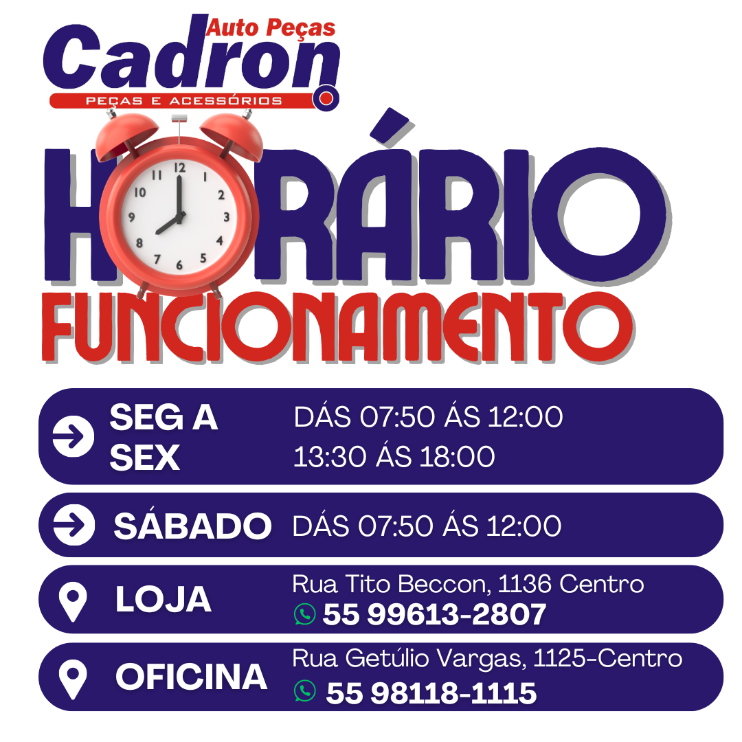 Horário de Atendimento – Auto Peças Cadron